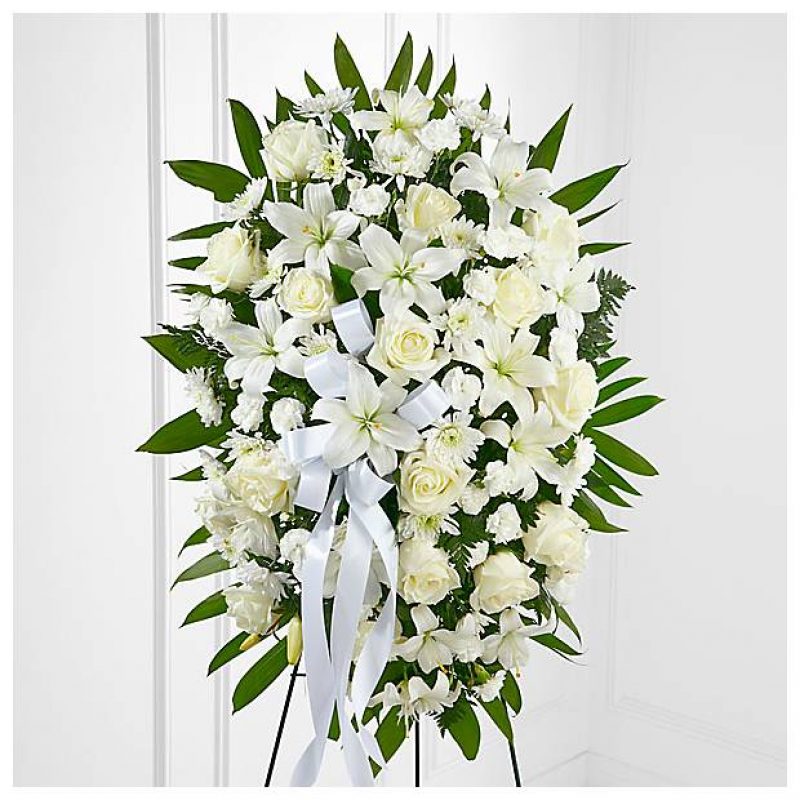 Exquisite Tribute™ Standing Spray White - La paz Funeral Home Miami
